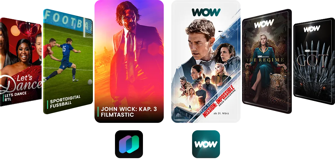 Live Fernsehen + WOW Filme & Serien in einem Paket - waipu.tv