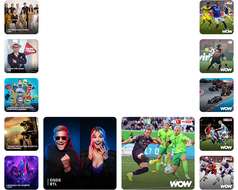 Live Fernsehen + WOW Live-Sport in einem Paket - waipu.tv