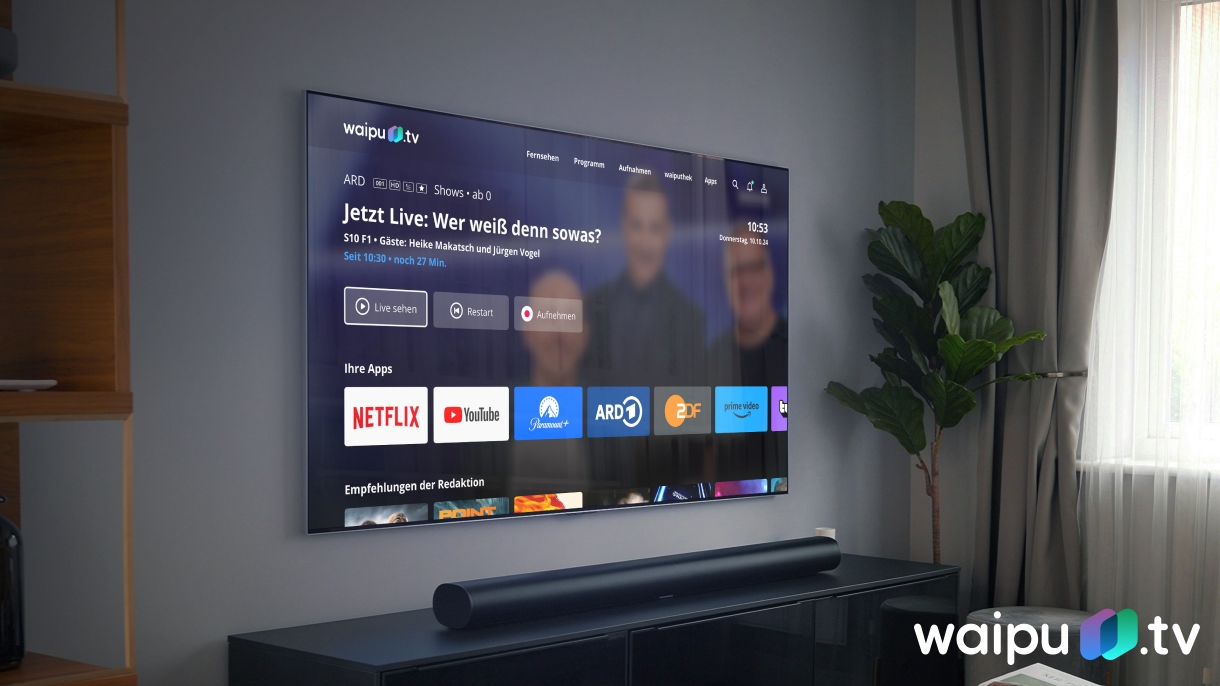 waipu.tv liefert voll integrierte Entertainment-Startseite